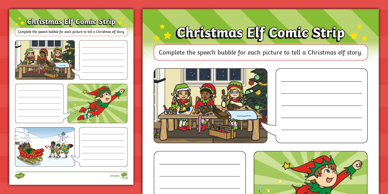 Finish the Christmas Elf Comic Strip (teacher made) - Twinkl