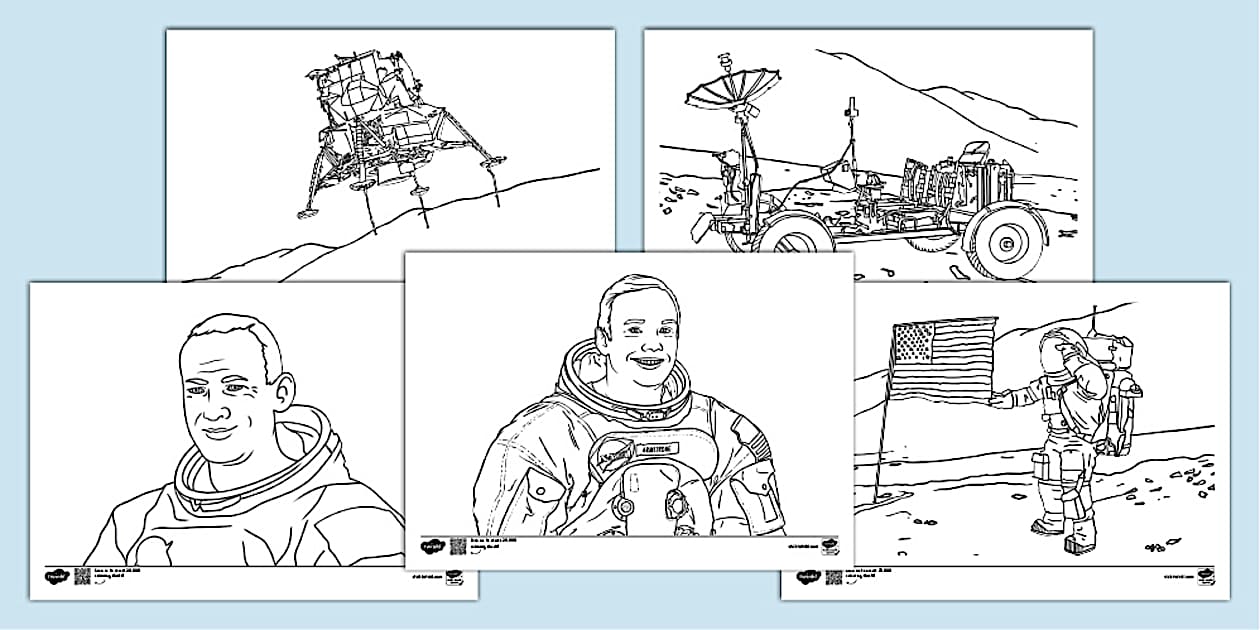 Moon Landing Colouring Pages (teacher made) - Twinkl