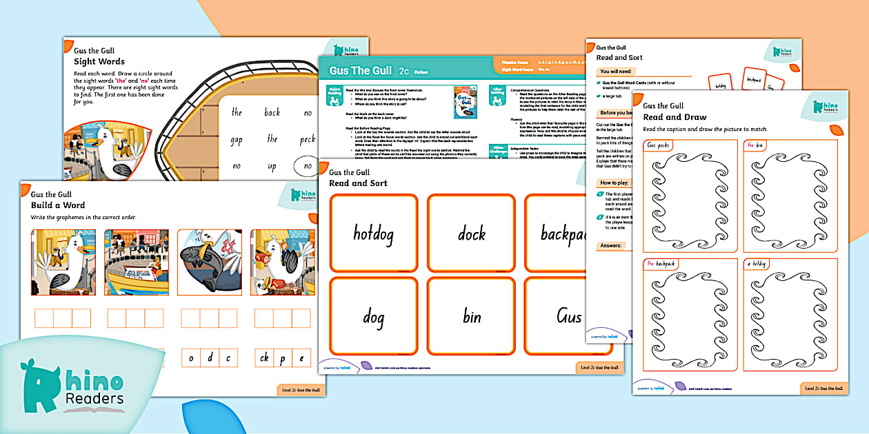 Level 2c Gus the Gull Guided Reading Pack (teacher made)