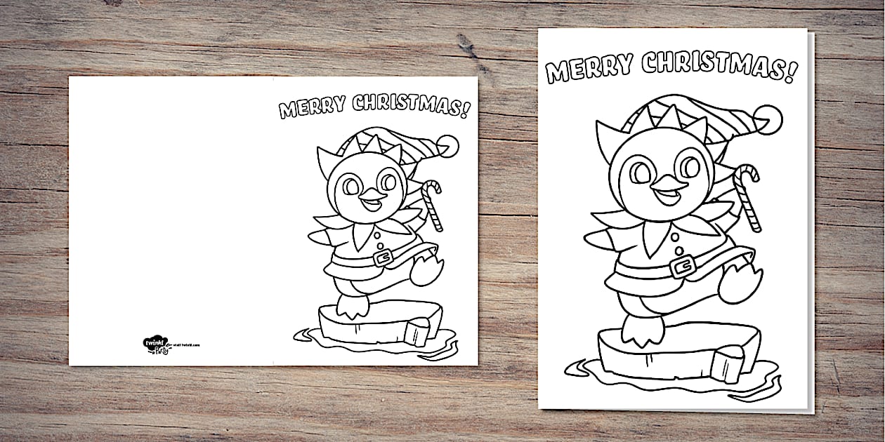 Christmas Penguin Colouring Card | Twinkl Party - Twinkl