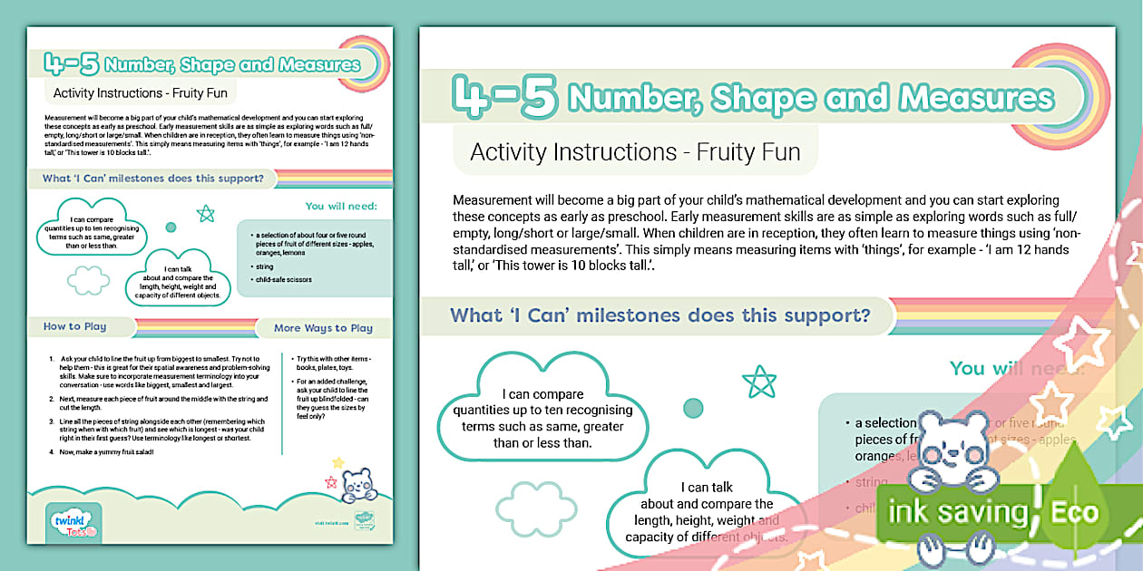 Age 4-5 Number Shape and Measure Fruity Fun Activity
