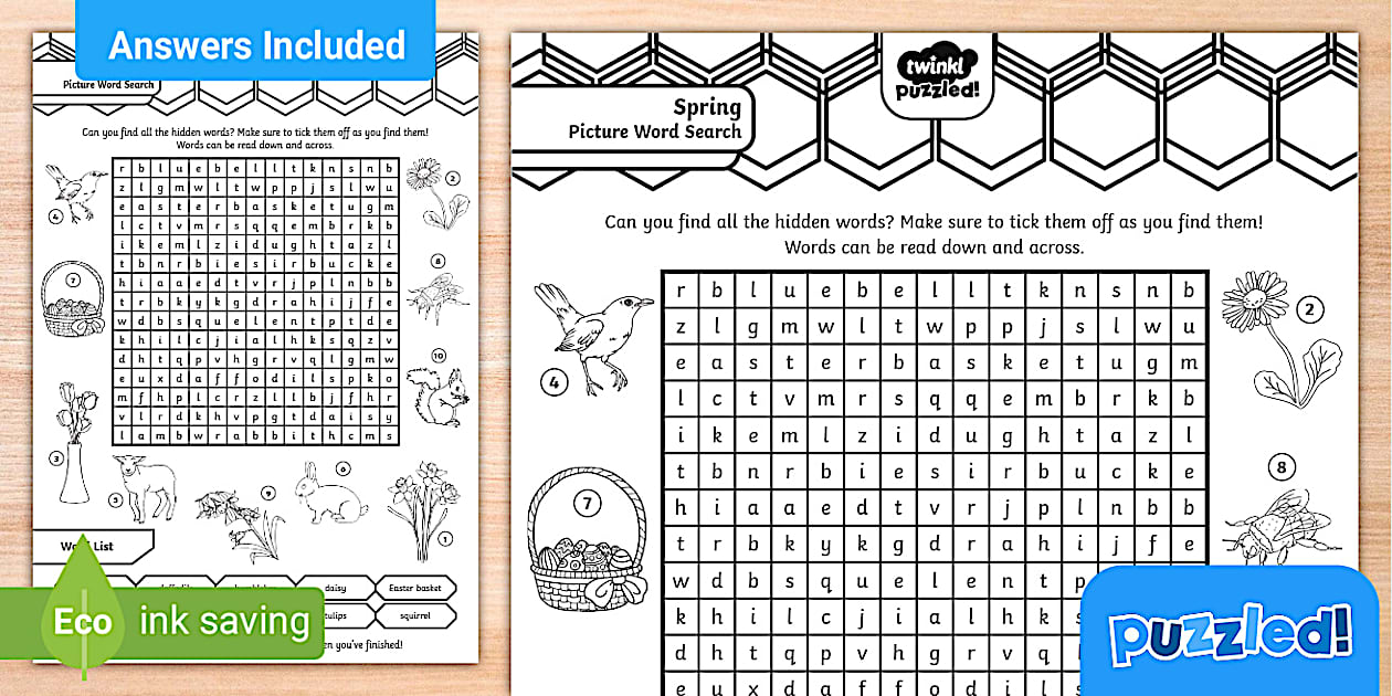 Spring Picture Colouring Word Search | Twinkl Puzzled