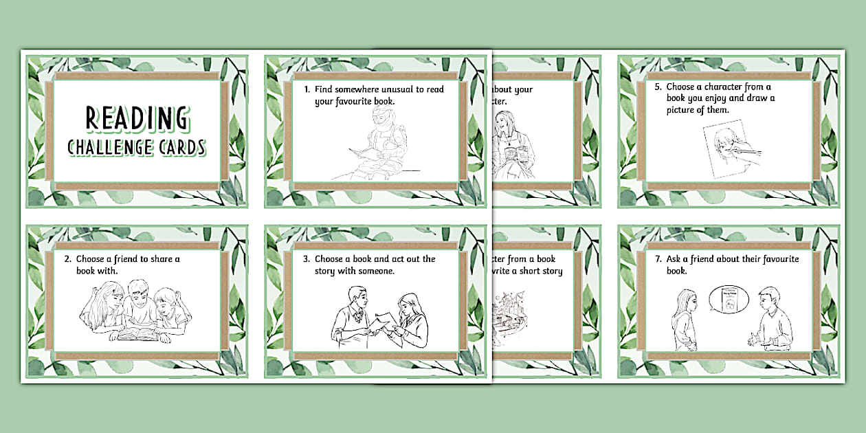 Muted Botanical Themed Reading Challenge Cards - Twinkl