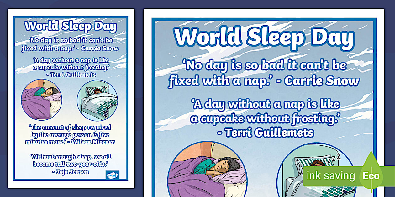 World Sleep Day Funny Quotes Display Poster - Twinkl