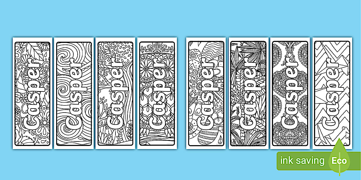 Casper Mindfulness Name Colouring Bookmarks | Twinkl | KS1