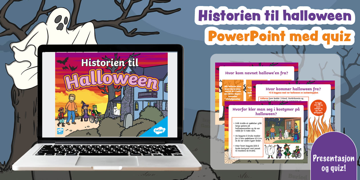 PowerPoint om halloween med interaktiv quiz