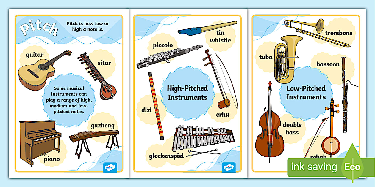 👉 KS1 Pitch Musical Instrument Information Posters