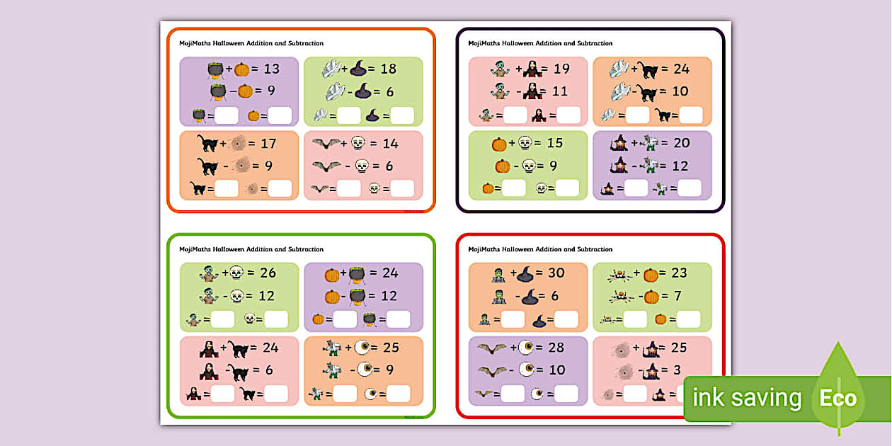 👉 MojiMaths Halloween Addition and Subtraction Challenge Cards