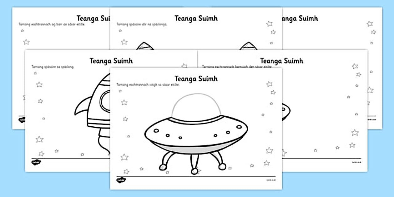 Alien Positional Language Worksheets Gaeilge (teacher made)