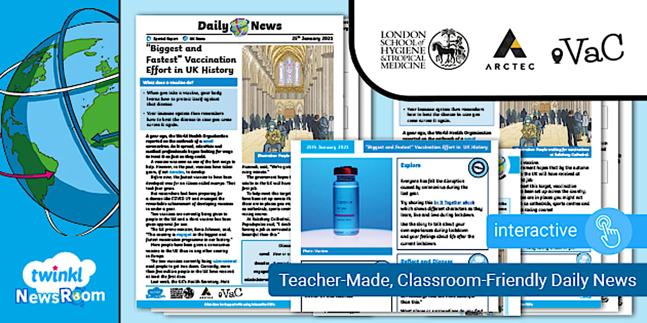 FREE! - Covid-19 Vaccine Reading Comprehension | Twinkl NewsRoom