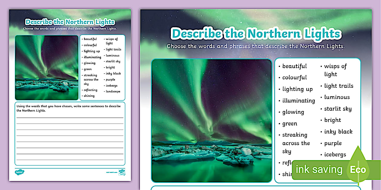 Describe the Northern Lights Writing Activity -KS1 - Twinkl
