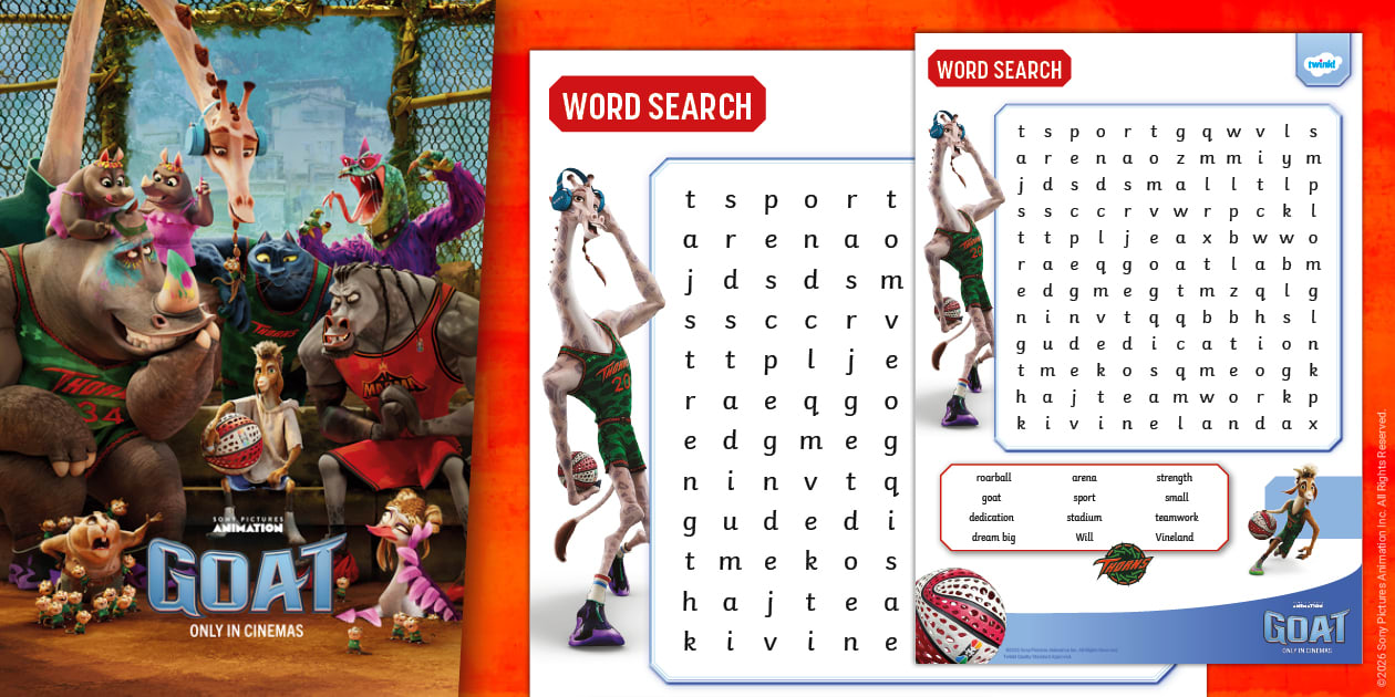 GOAT Movie: Word Search Activity