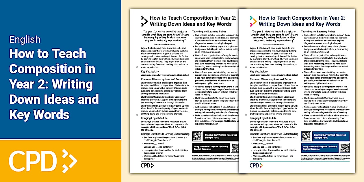 How to Teach Composition in Year 2: Writing Down Ideas and Key Words