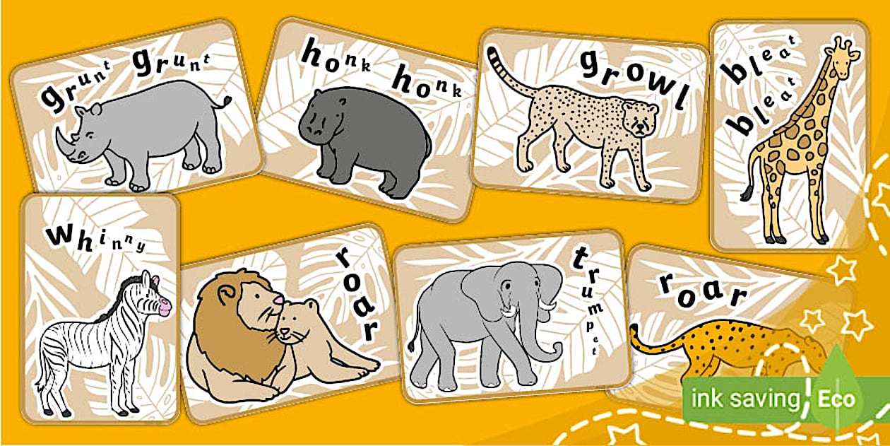 Safari Animal Sounds Flashcards (teacher made) - Twinkl