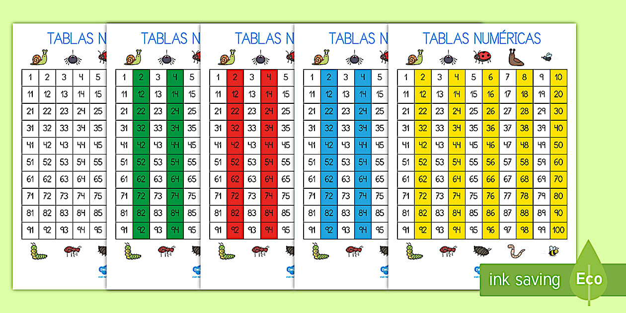 Bichos Tabla numérica (teacher made) - Twinkl