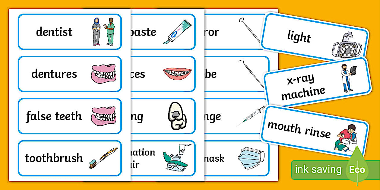 Dentists/Dental Surgery Role Play Word Cards (teacher made)