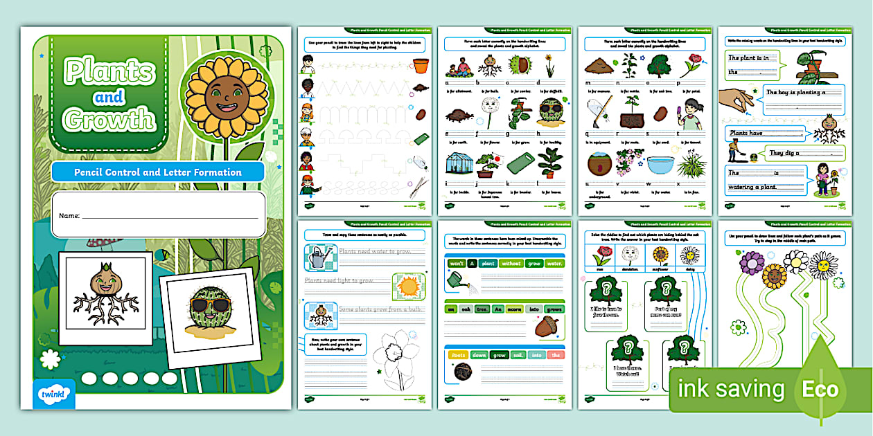 EYFS/KS1 Plants & Growth Pencil Control and Letter Formation Handwriting
