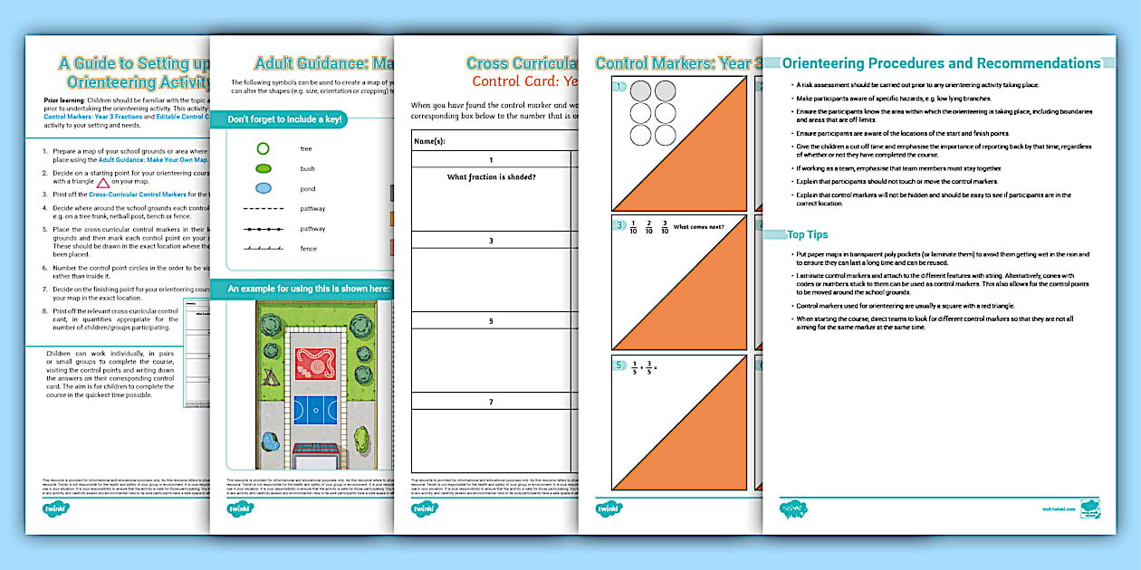 Cross-curricular orienteering - Maths - Fractions - Twinkl