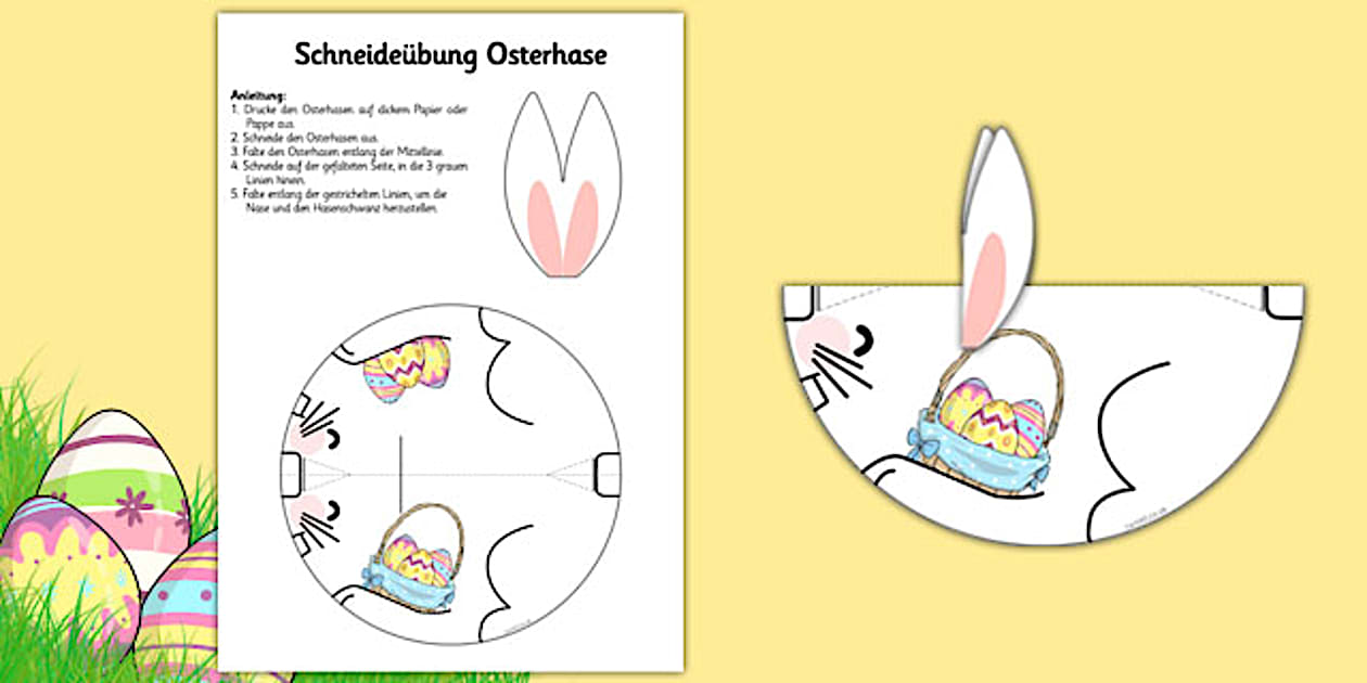 Cutting Skills Easter Bunny - German (teacher made) - Twinkl