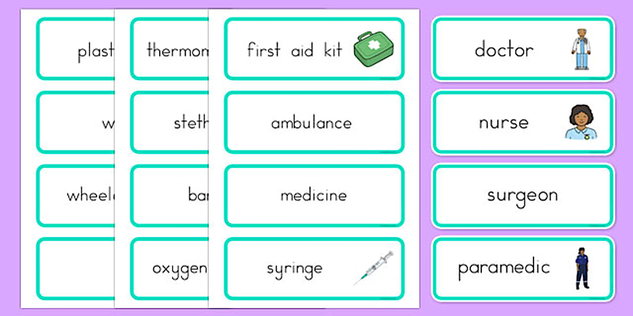 Hospital Word Cards (teacher made) - Twinkl