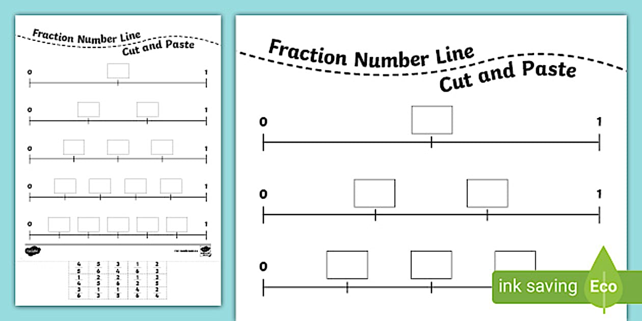 Fraction Number Line Cut and Paste (teacher made) - Twinkl