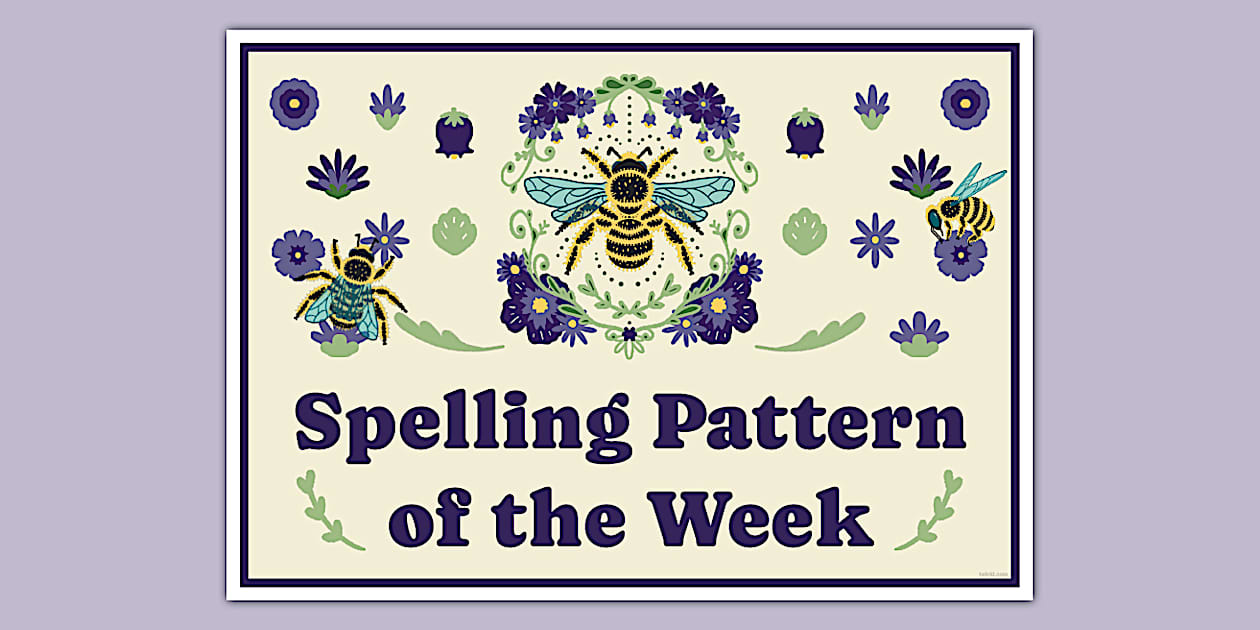 Bee-Themed Spelling Pattern of the Week Display Poster