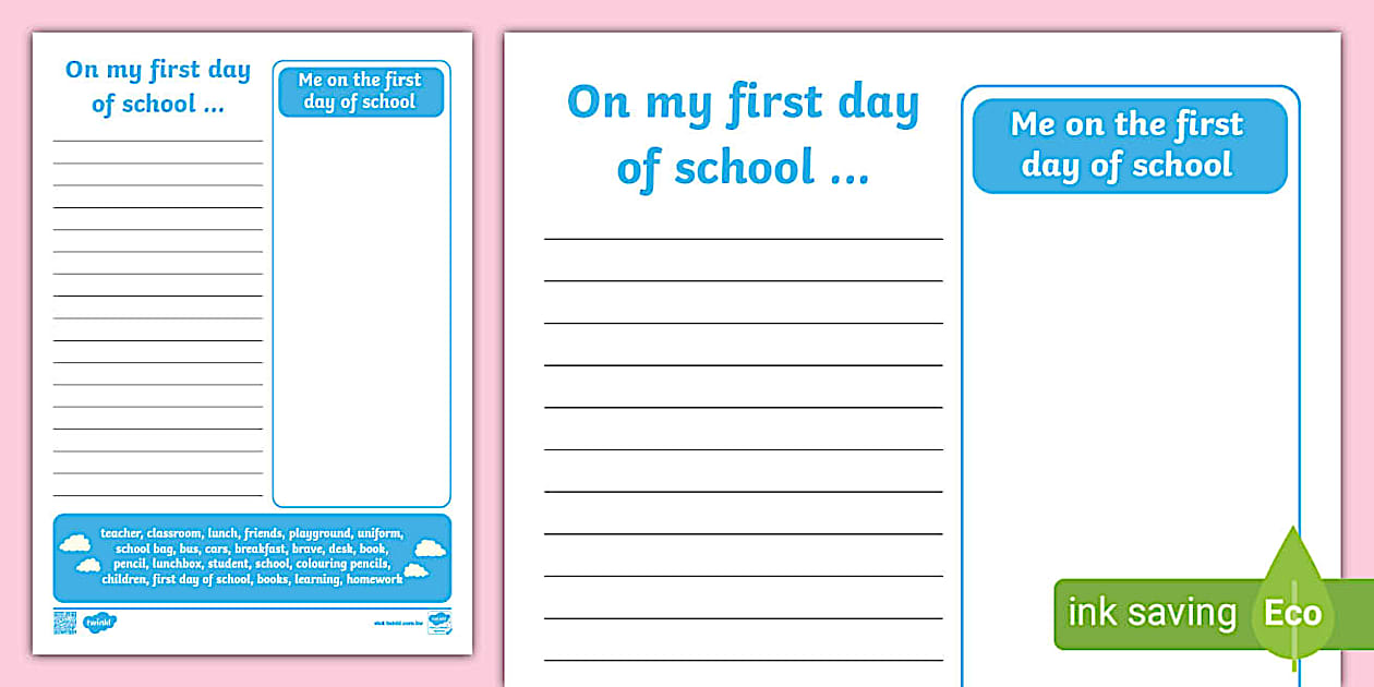Fatima's First Day of School - Creative Writing Worksheets