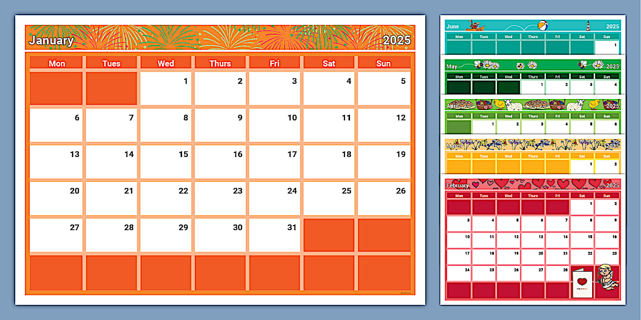 2025 Themed Calendar (Teacher-Made) - Twinkl