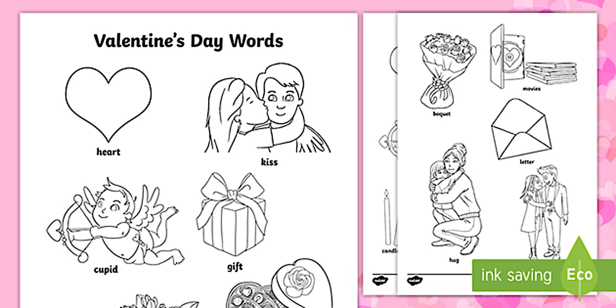 QLD Valentine's Day Words Colouring Sheets (teacher made)