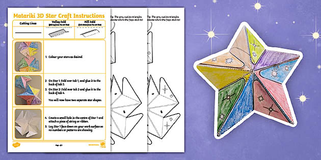 Matariki Star Template | 3D Paper Craft New Zealand Resource