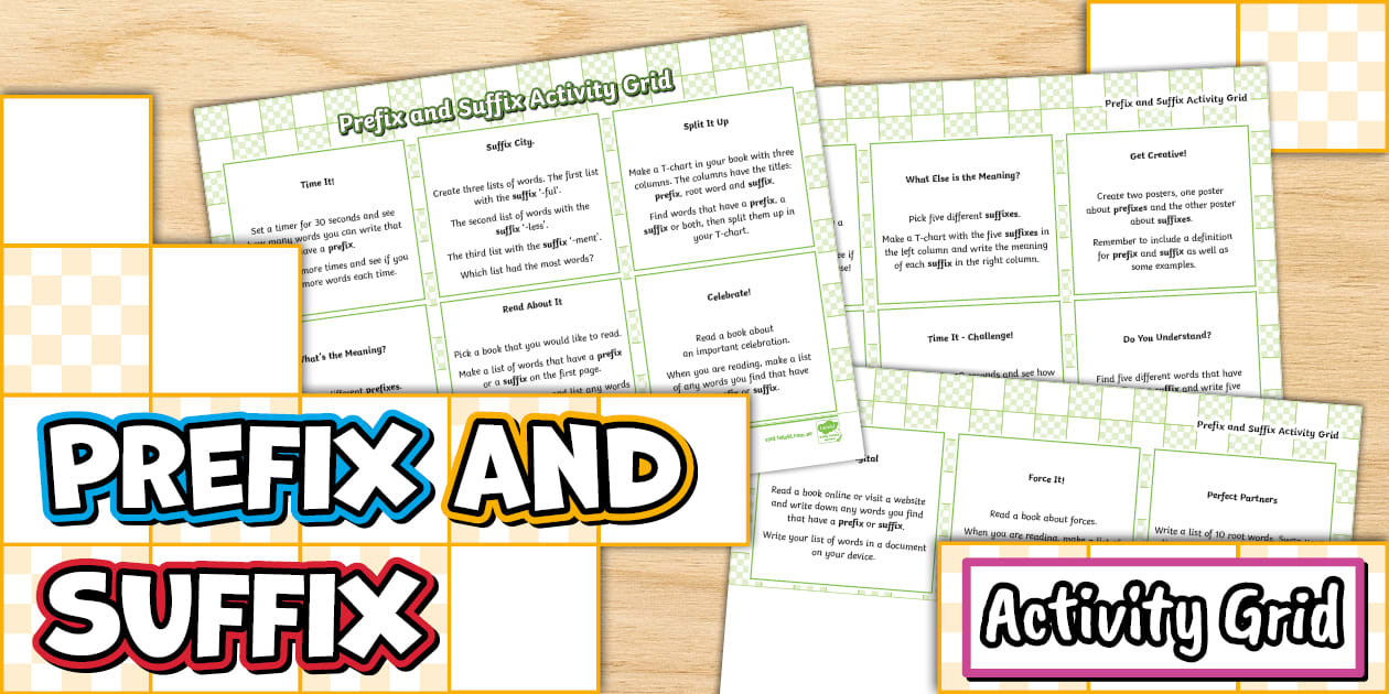 Prefix & Suffix Activity Grid | 3-6 Literacy | Australia