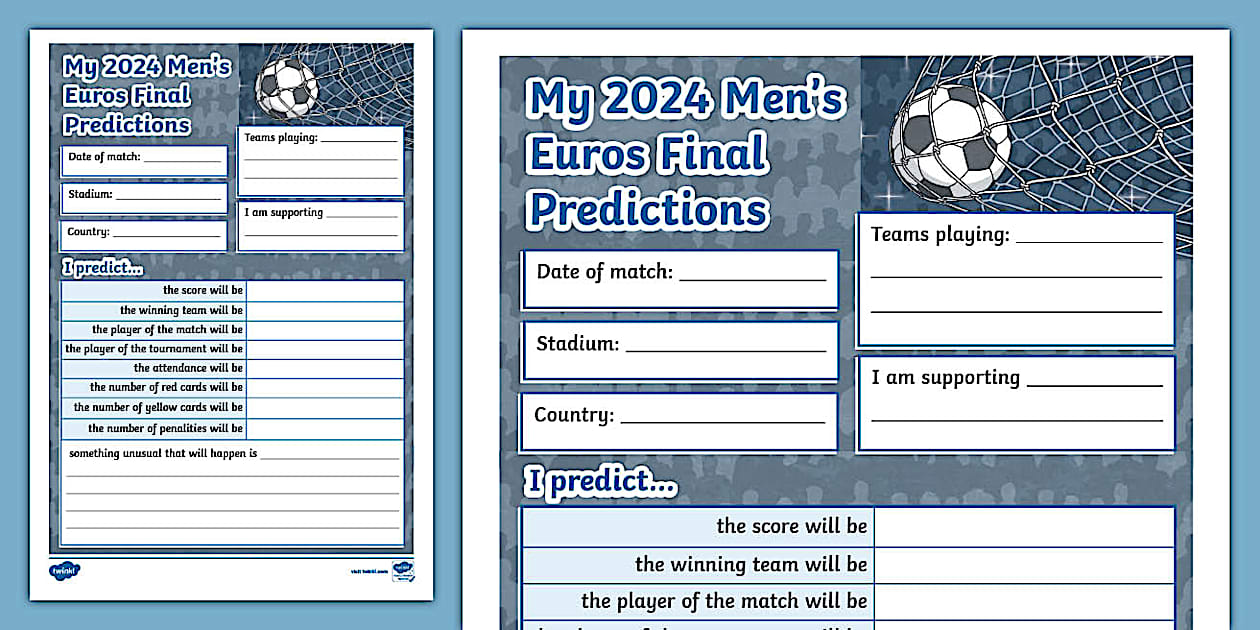 KS2 My 2024 Men's Euros Final Predictions Worksheet - Twinkl
