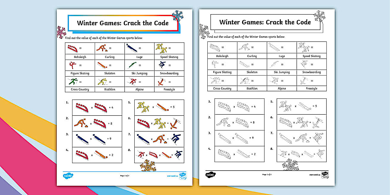 Winter Games Canadian Multiplication Activity - Twinkl