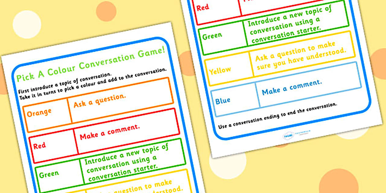 Editable Conversation Practise Pick A Colour Game - Twinkl