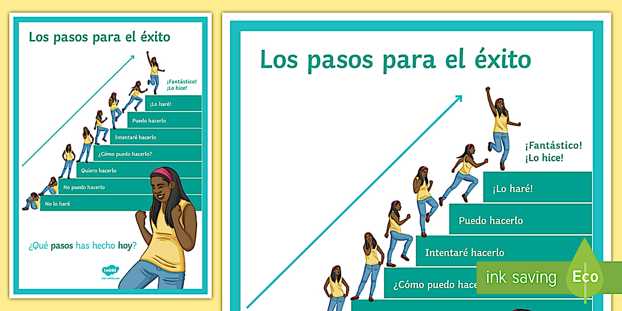 Steps to Success Display Poster Spanish - Twinkl