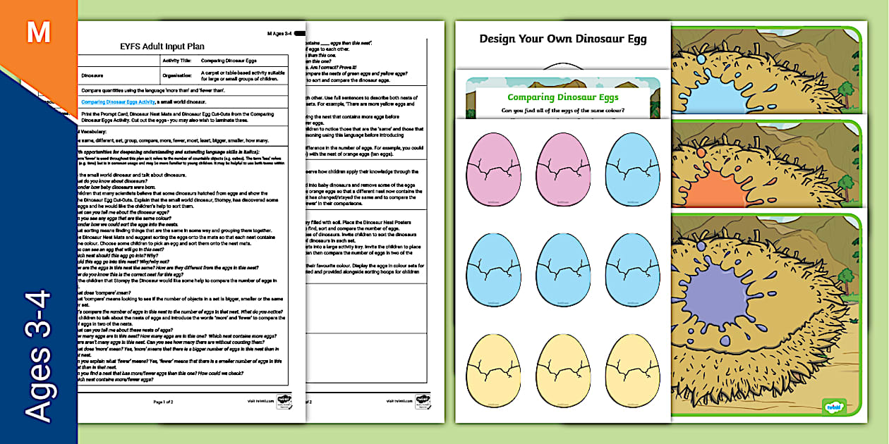 EYFS Comparing Dinosaur Eggs Maths Plan & Resource Pack