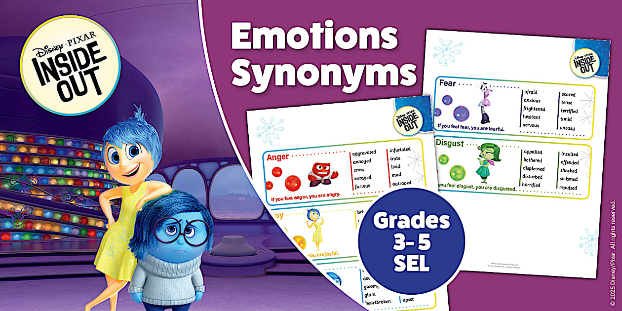 Inside Out: Emotion Synonyms SEL Vocabulary Cards