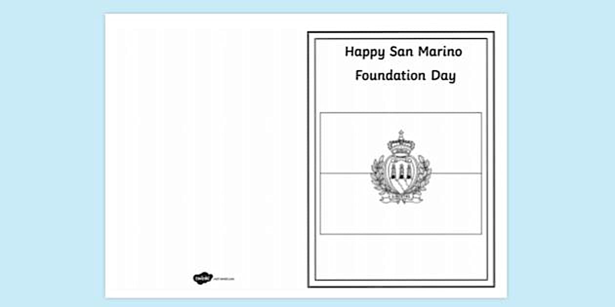 San Marino Flag Foundation Day Card Colouring Activity