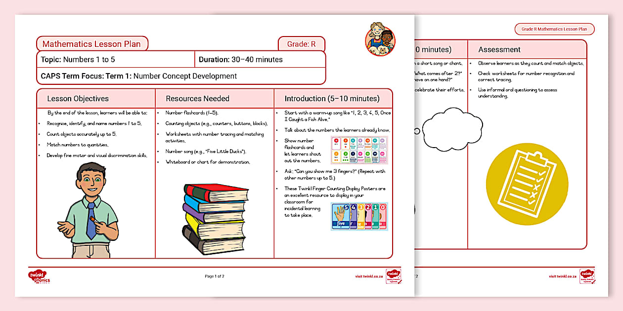 Grade R Mathematics Number Concepts Lesson Plan - Twinkl