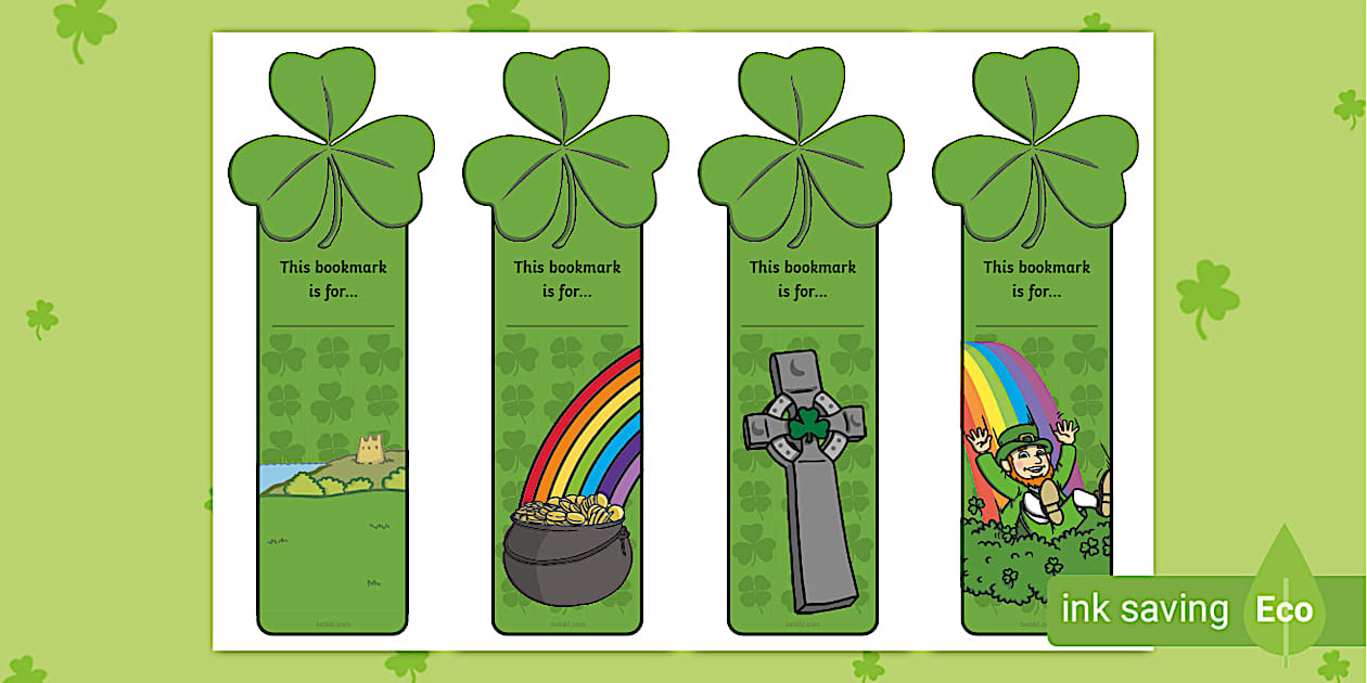 Four Vibrant Shamrock-Themed Bookmarks | Twinkl | KS1