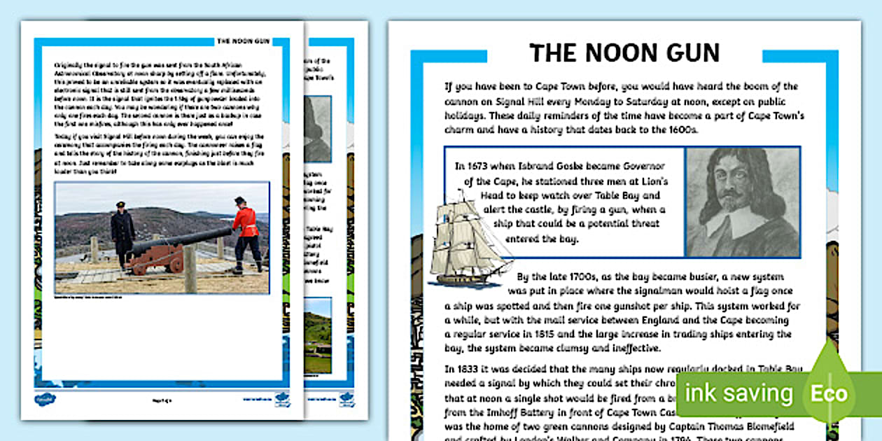 The Noon Gun | Reading Comprehension | South Africa - Twinkl