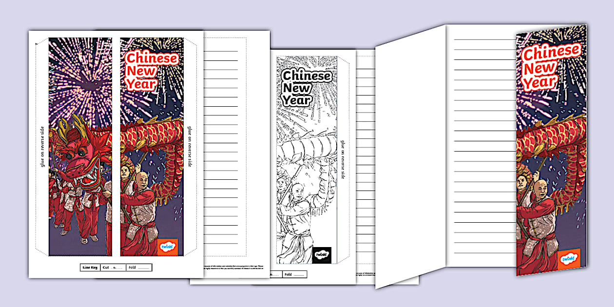 Chinese New Year Folding Writing Template - Twinkl