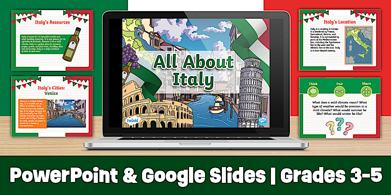 All About Italy PowerPoint & Google Slides for 3rd-5th Grade