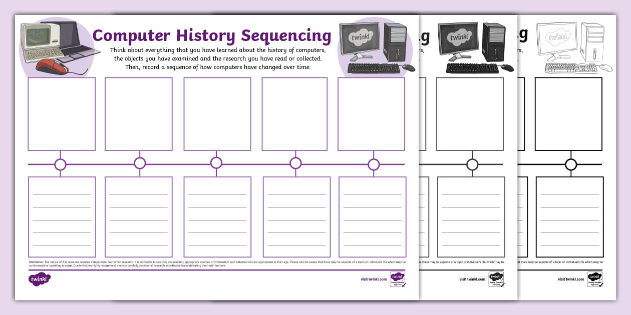 Computer History Sequencing Worksheet (teacher made)