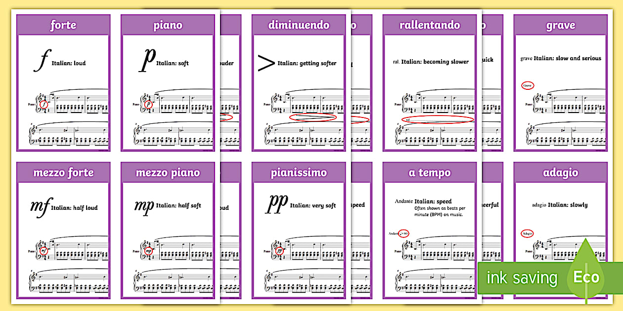 Music Theory Vocabulary Cards