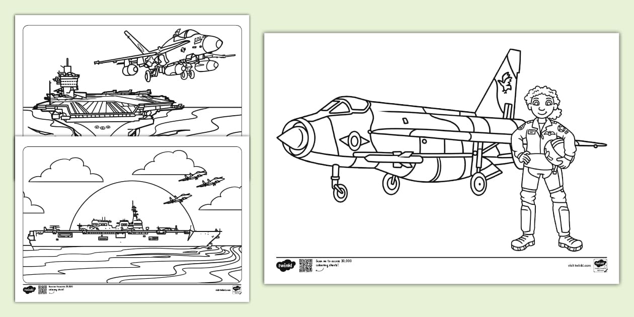 Fighter Jet Colouring Pages (teacher made) - Twinkl