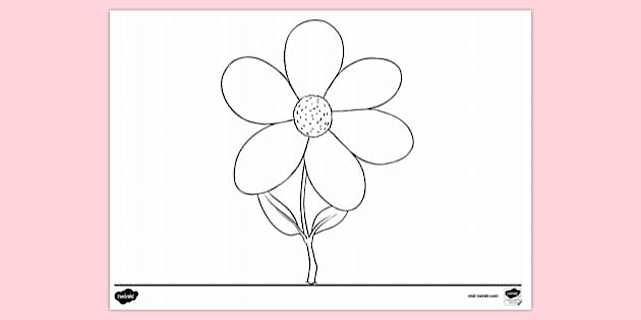 Easy Flower Colouring Page | Colouring Sheets - Twinkl