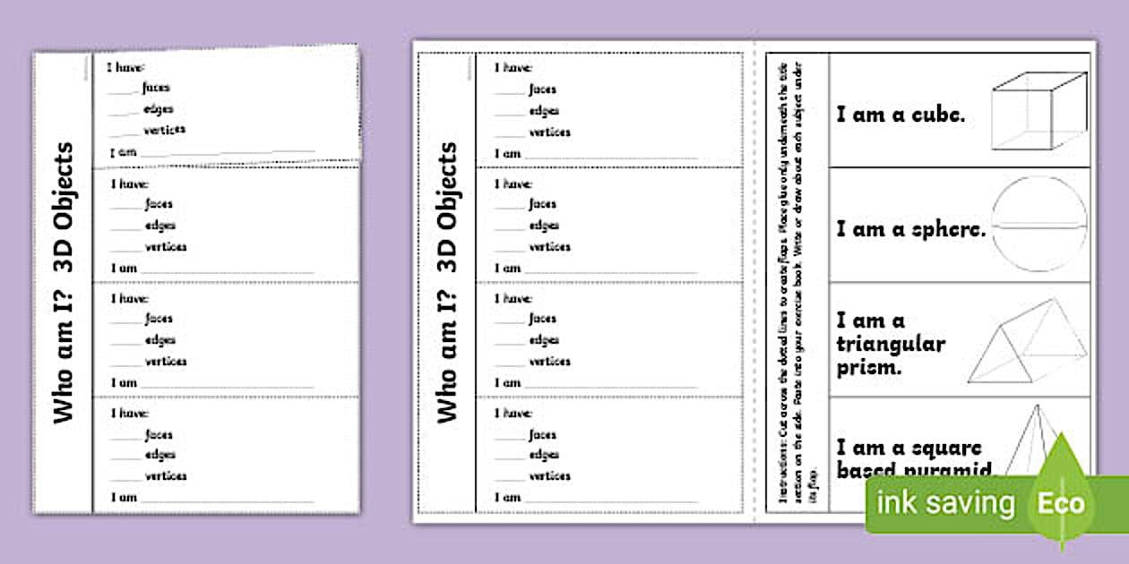 Editable Who am I? 3D Objects Flipbook (teacher made)
