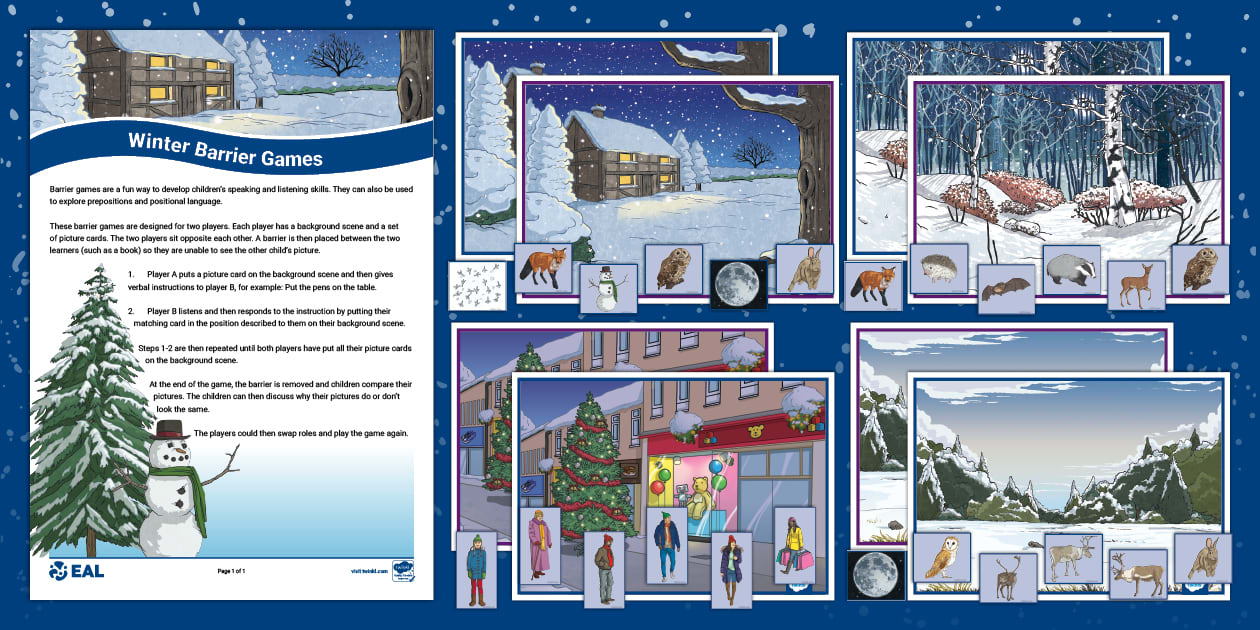 Winter Barrier Games for Younger Learners of EAL - Twinkl