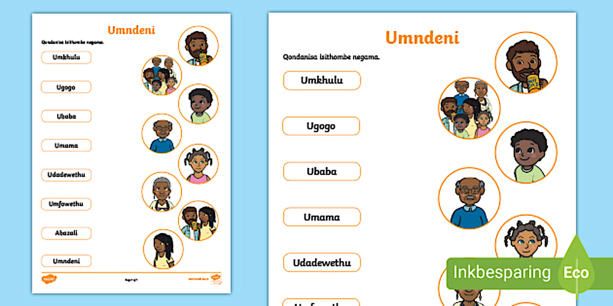 Umndeni - Family Matching Activity (teacher made) - Twinkl